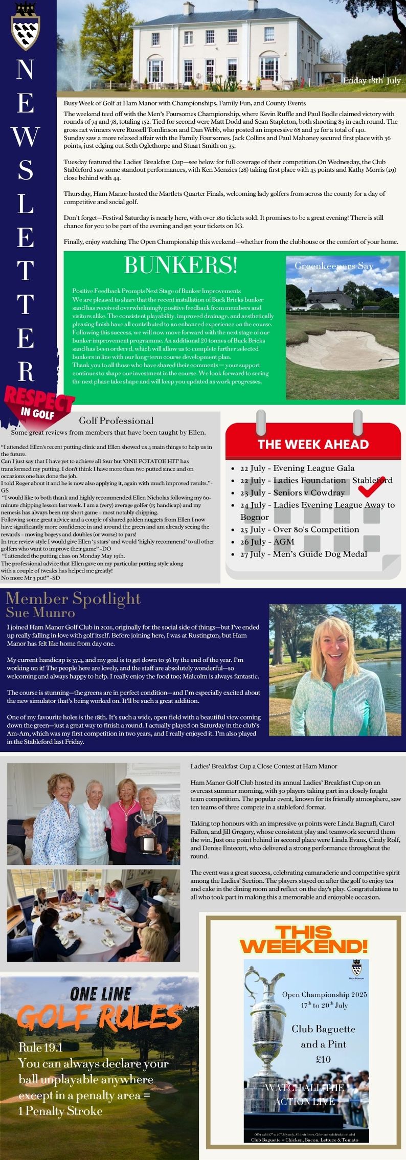 18th July 2025 Newsletter :: Ham Manor Golf Club